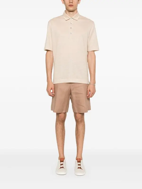 Zegna Short-sleeve Linen Polo Shirt - Neutrals