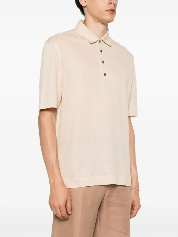 Zegna Short-sleeve Linen Polo Shirt - Neutrals