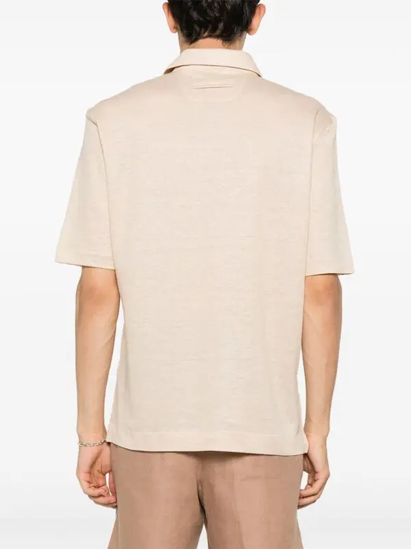 Zegna Short-sleeve Linen Polo Shirt - Neutrals