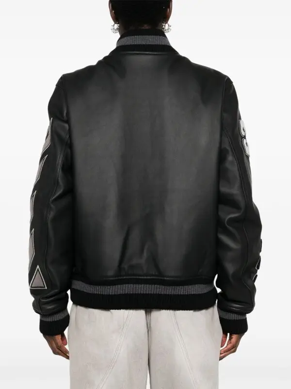 Off-White Appliqué Leather Bomber Jacket