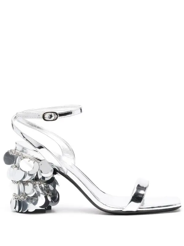Rabanne 95mm Paillette-embellished Sandals - Silver