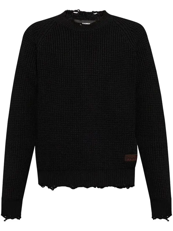 Dsquared2 Logo-patch Waffle-knit Jumper