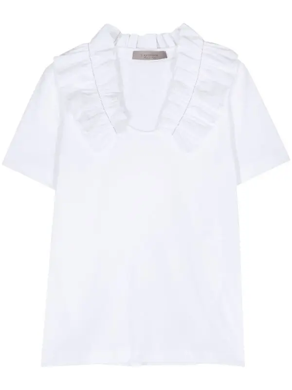 D.exterior Ruffled-collar Jersey T-shirt