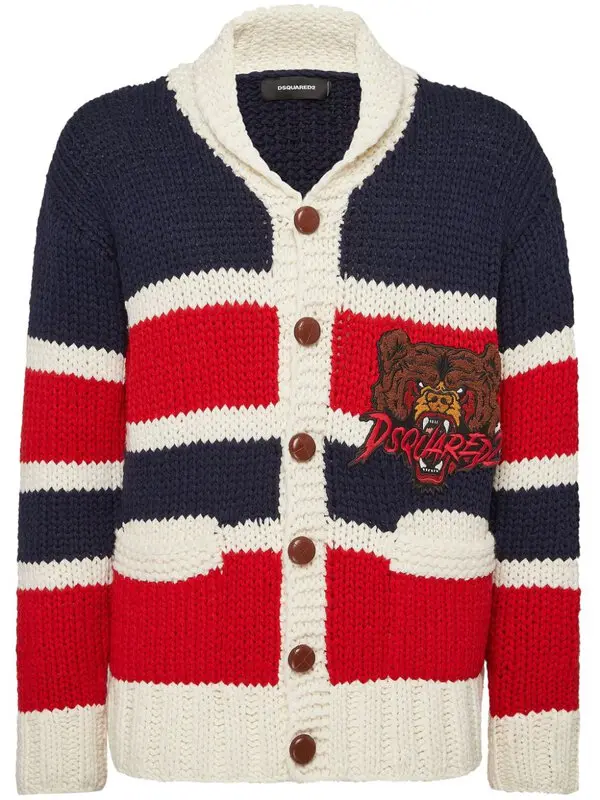 Dsquared2 Logo-Appliqué Zipped Cardigan In Blue - 85% Off
