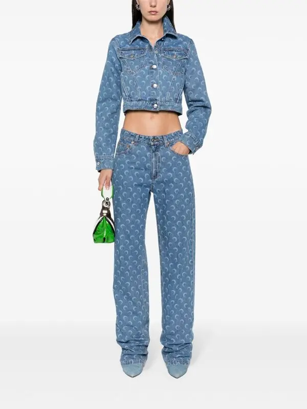 MARINE SERRE Crescent Moon Print Denim Jacket