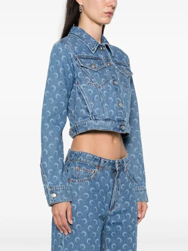 MARINE SERRE Crescent Moon Print Denim Jacket