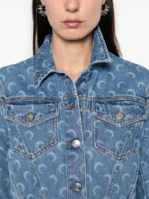 MARINE SERRE Crescent Moon Print Denim Jacket
