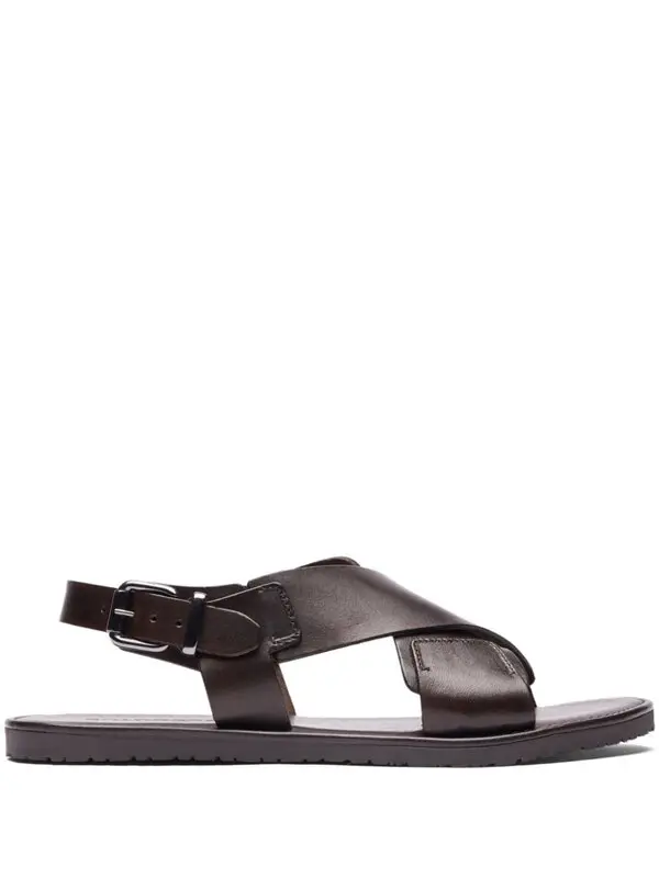 SCAROSSO Massimo Leather Sandals - Brown
