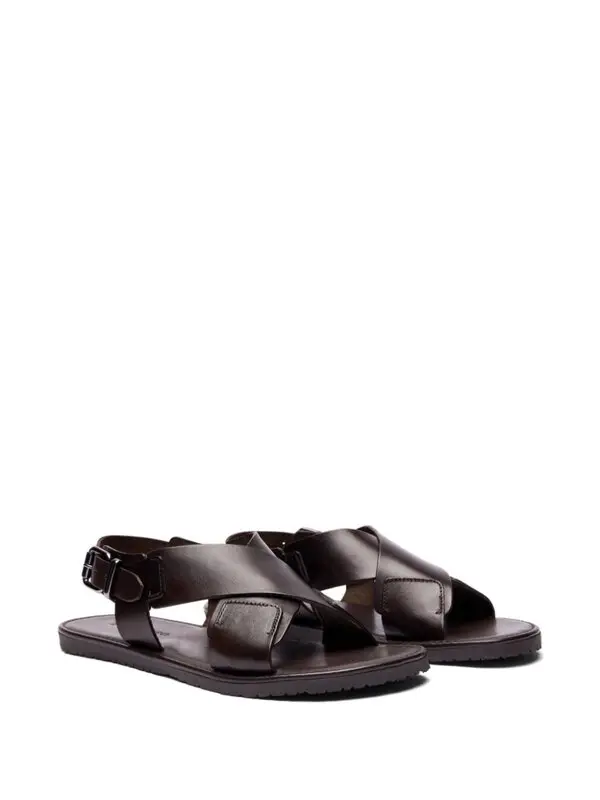 SCAROSSO Massimo Leather Sandals - Brown