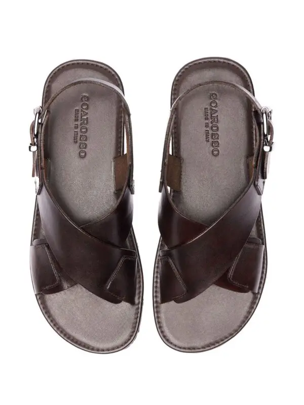 SCAROSSO Massimo Leather Sandals - Brown