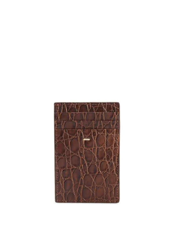 GIUSEPPE ZANOTTI Albert 2.0 Crocodile-print Leather Card Holder - Brown