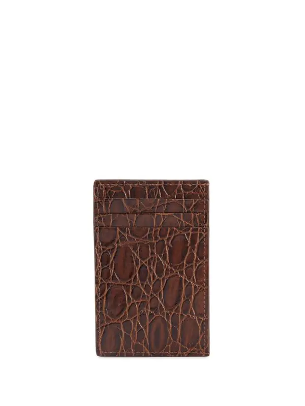 GIUSEPPE ZANOTTI Albert 2.0 Crocodile-print Leather Card Holder - Brown