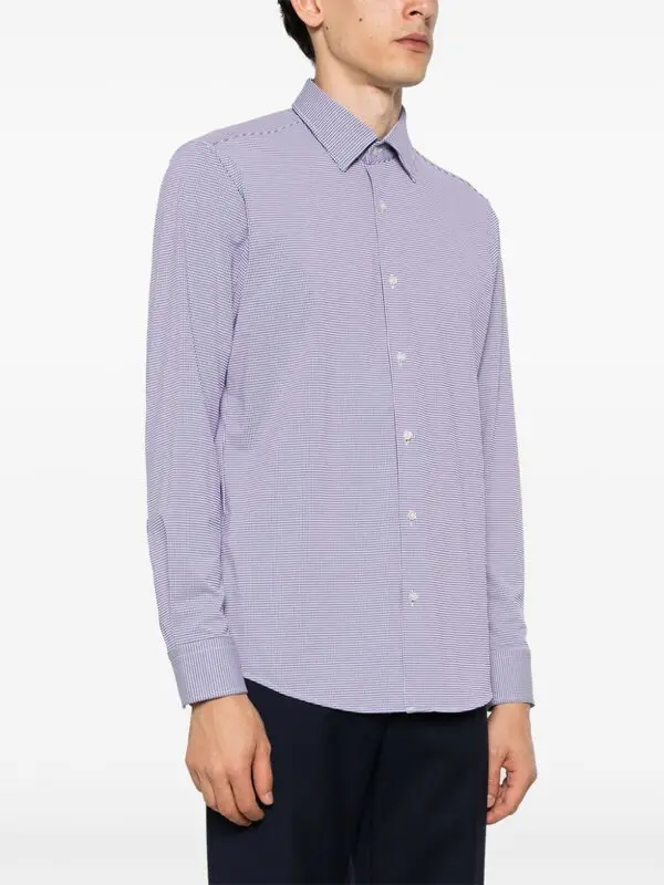 BOSS Check-pattern Long Sleeve Shirt - Blue