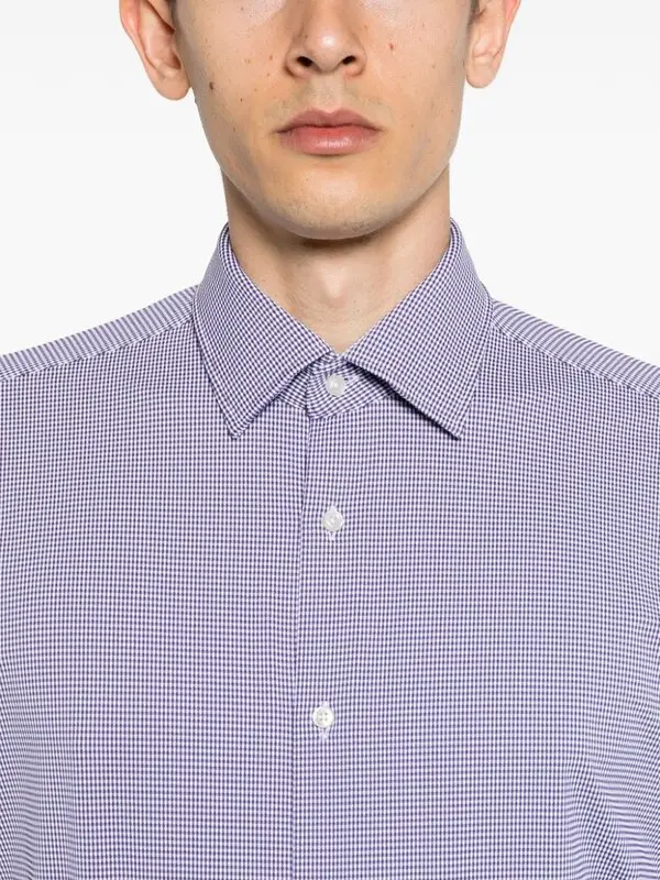 BOSS Check-pattern Long Sleeve Shirt - Blue