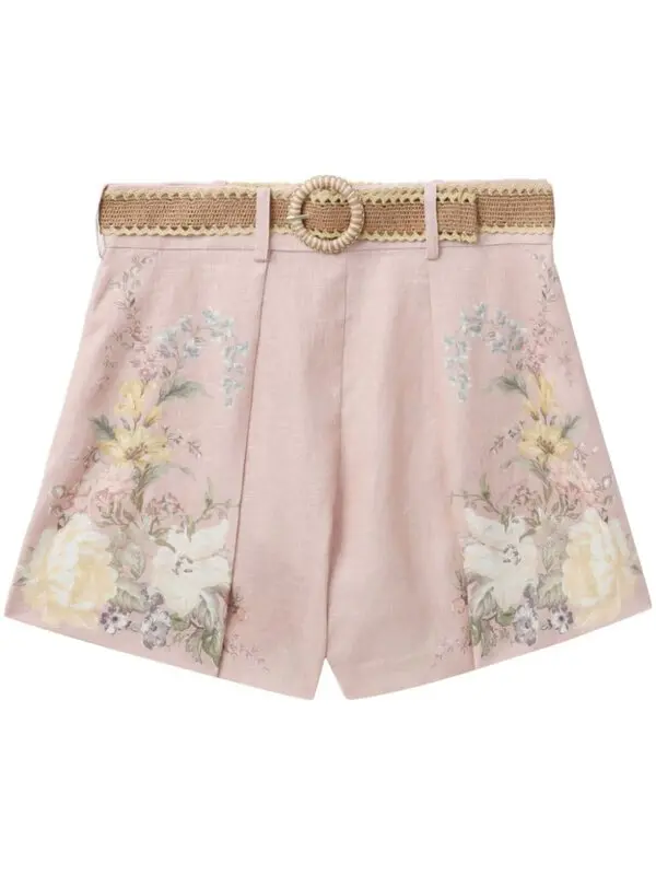 Zimmermann Waverly Floral-print Linen Shorts