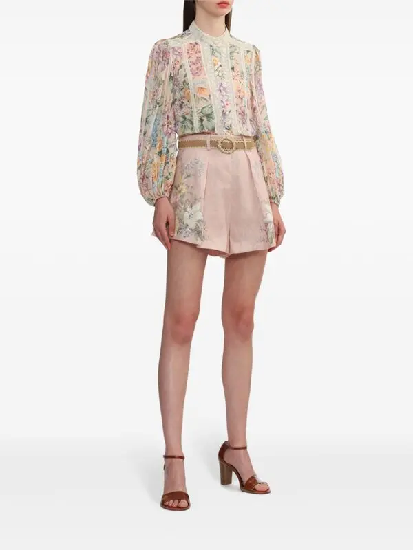Zimmermann Waverly Floral-print Linen Shorts