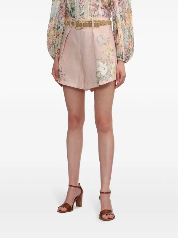 Zimmermann Waverly Floral-print Linen Shorts
