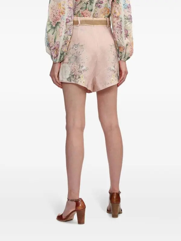 Zimmermann Waverly Floral-print Linen Shorts