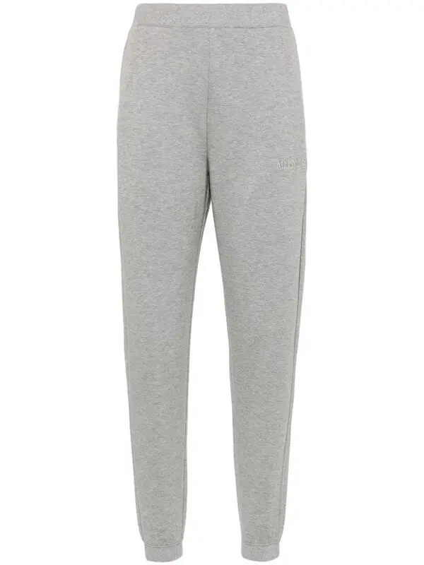 Max Mara Logo-embroidered Mélange Track Pants - Grey