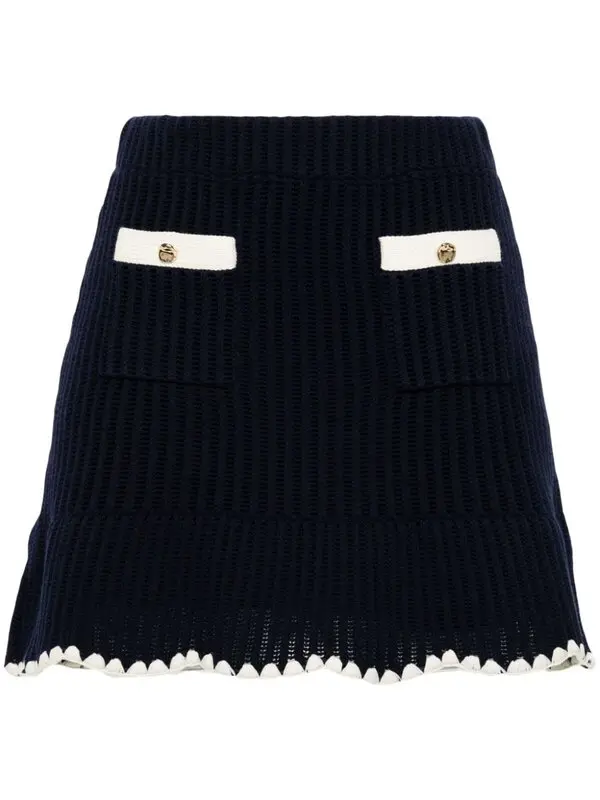 SELF-PORTRAIT Crochet-knit Mini Skirt - Blue
