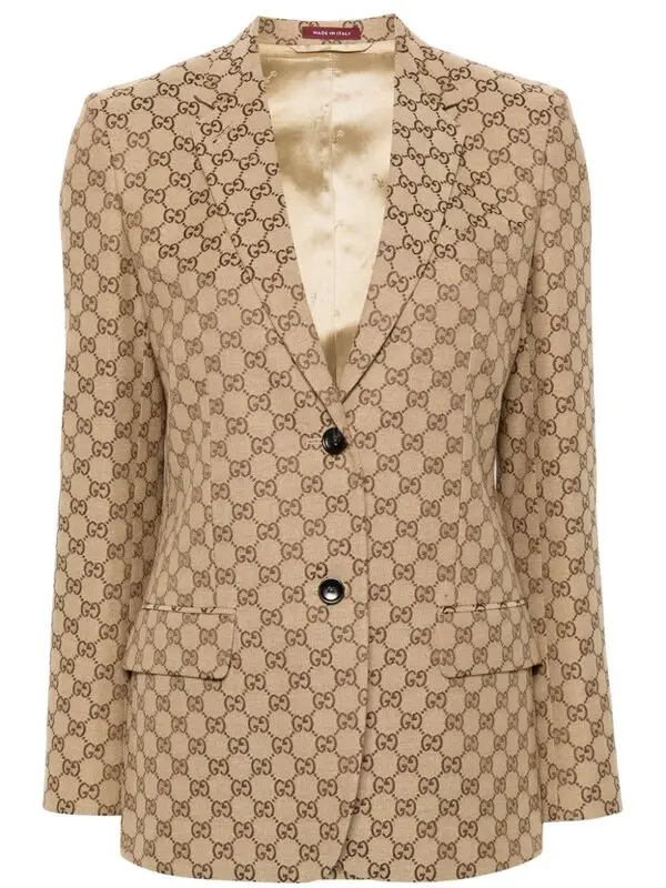 Gucci Gg Canvas Single-breasted Blazer - Neutrals