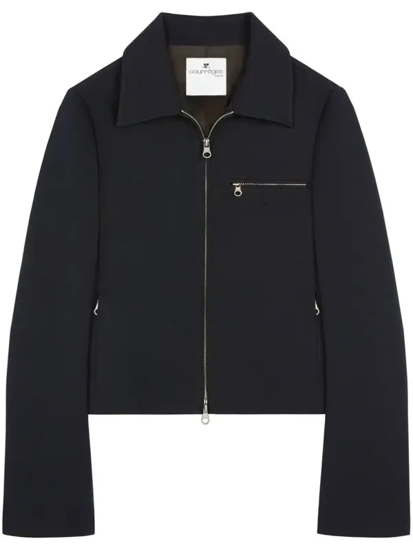 COURREGES Logo-embroidered Twill Jacket - Black