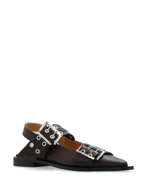 GANNI Buckled Leather Pumps