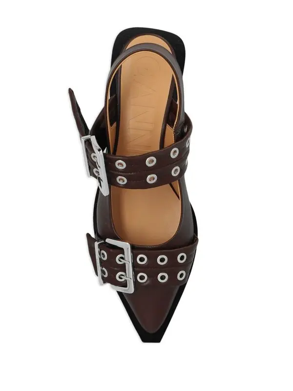 GANNI Buckled Leather Pumps