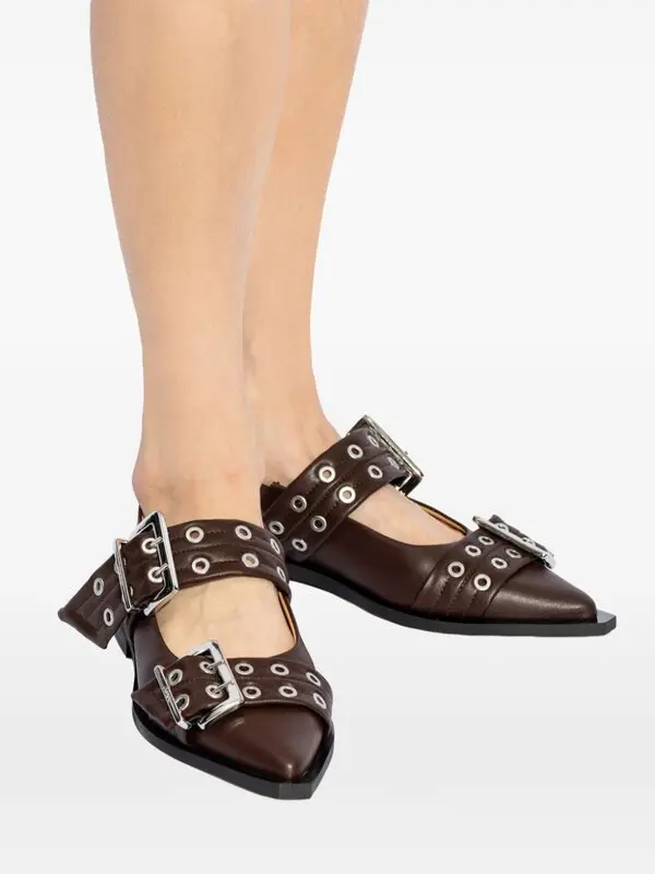 GANNI Buckled Leather Pumps