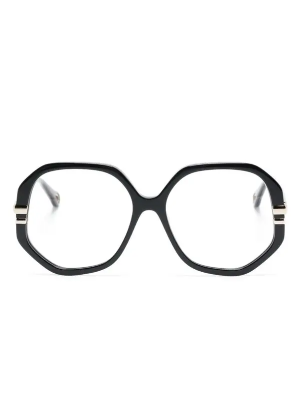 Chloé Logo-debossed Square-frame Glasses - Black
