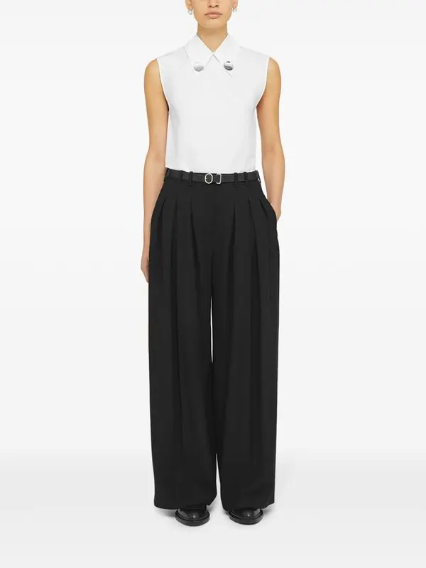 JIL SANDER Wool Palazzo Pants - Black