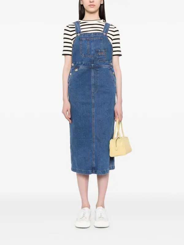 CHOCOOLATE Logo-embroidered Cotton Dungaree Dress