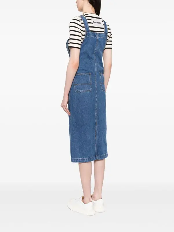 CHOCOOLATE Logo-embroidered Cotton Dungaree Dress