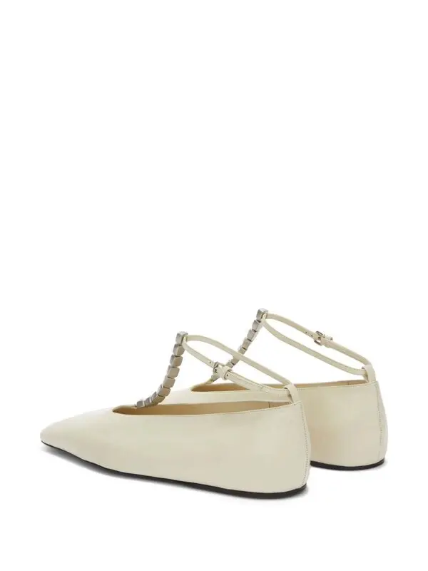 JIL SANDER Crystal-embellished Leather Ballerina Shoes - White