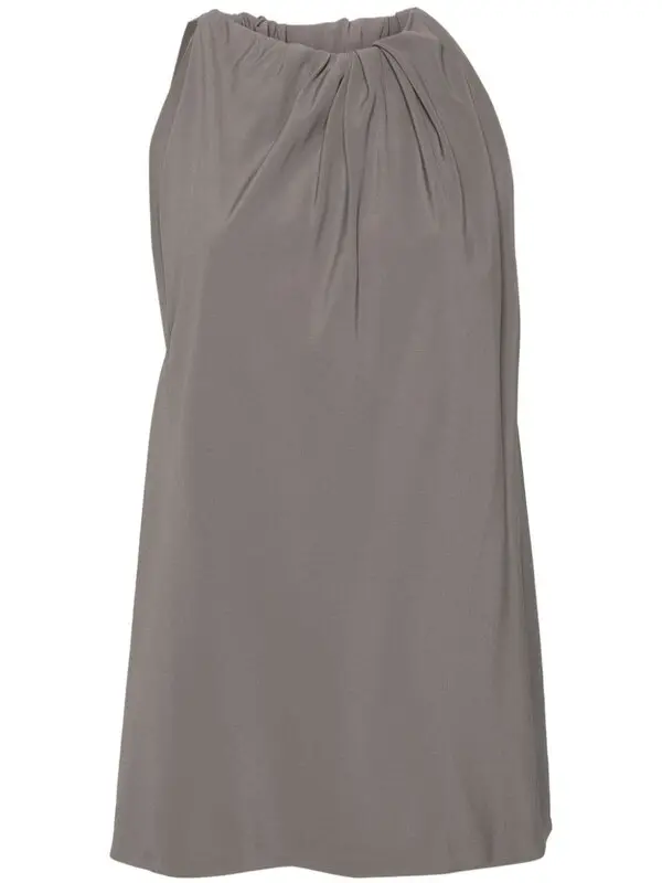 Rick Owens Gathered Crepe Tank Top - Grey