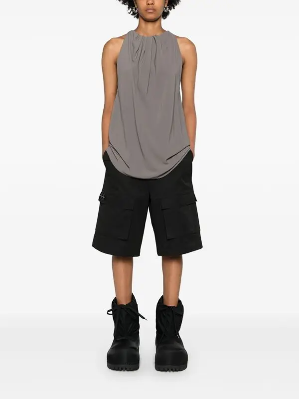 Rick Owens Gathered Crepe Tank Top - Grey