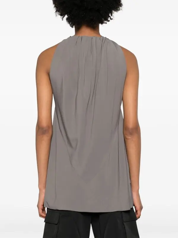 Rick Owens Gathered Crepe Tank Top - Grey
