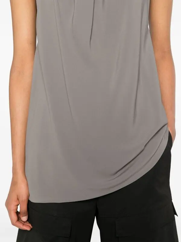 Rick Owens Gathered Crepe Tank Top - Grey