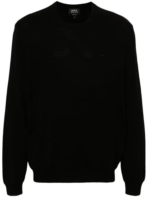 A.p.c. Logo-embroidered Wool Jumper - Black