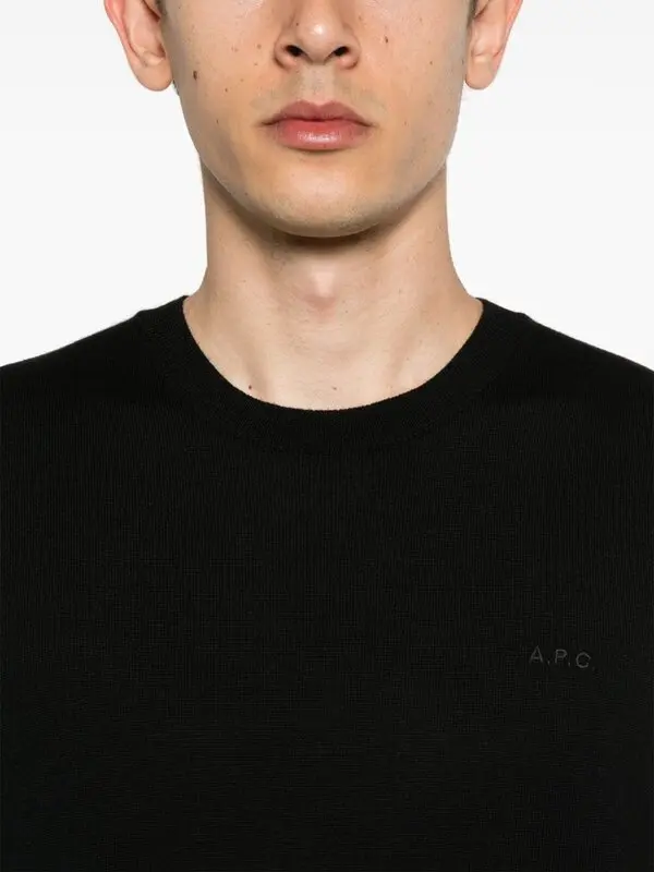 A.p.c. Logo-embroidered Wool Jumper - Black