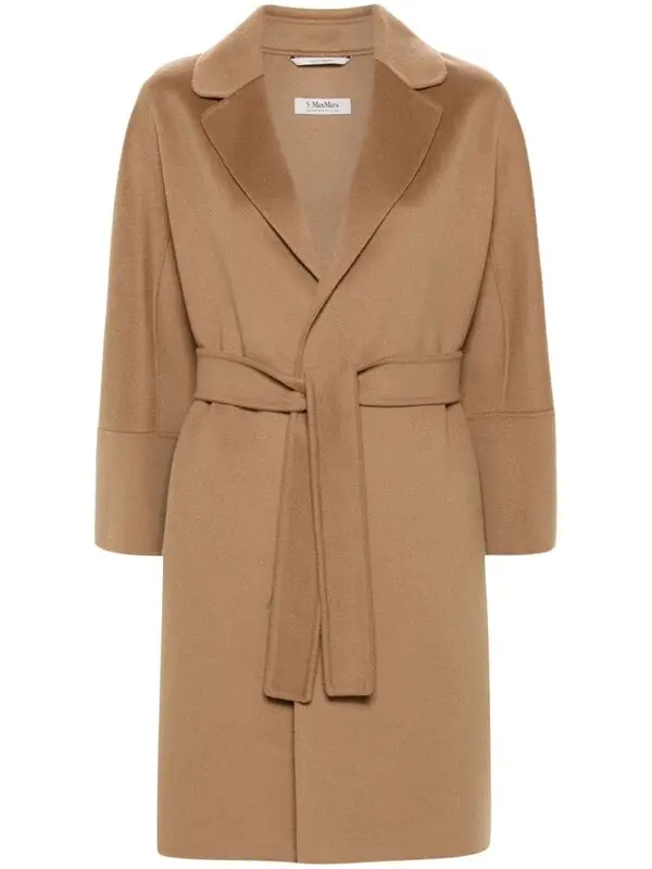 Max Mara Arona Belted Virgin Wool Coat - Brown