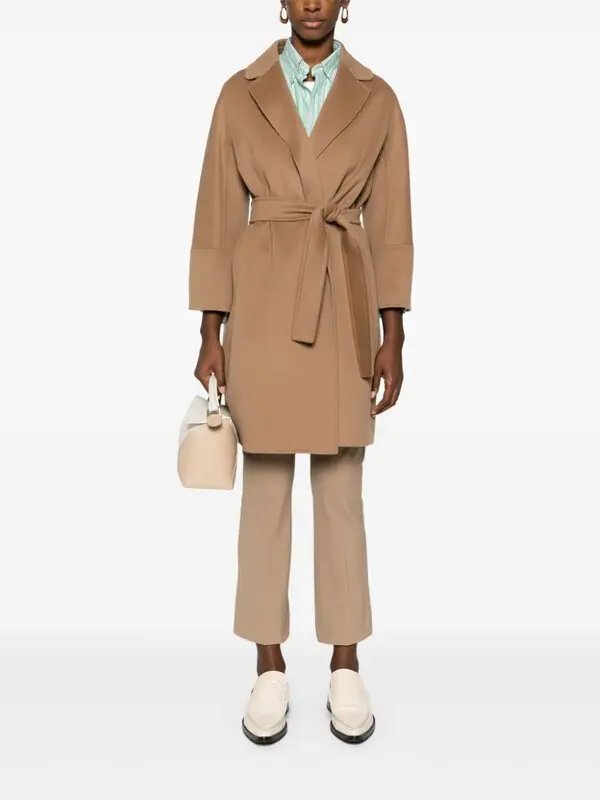 Max Mara Arona Belted Virgin Wool Coat - Brown