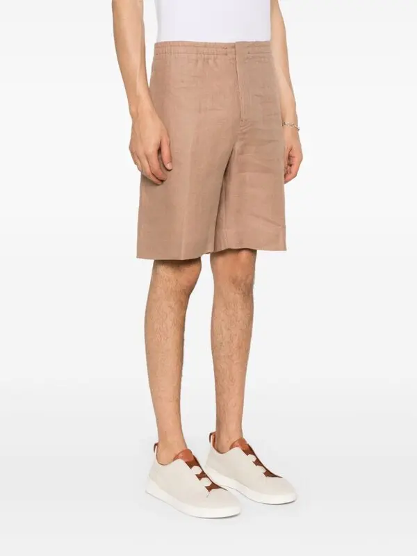 Zegna Oasi Lino Linen Shorts - Brown