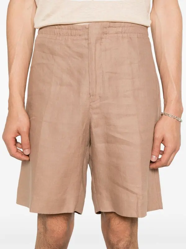 Zegna Oasi Lino Linen Shorts - Brown