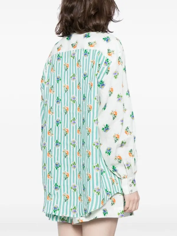 ALEMAIS Floral-print Striped Linen Shirt