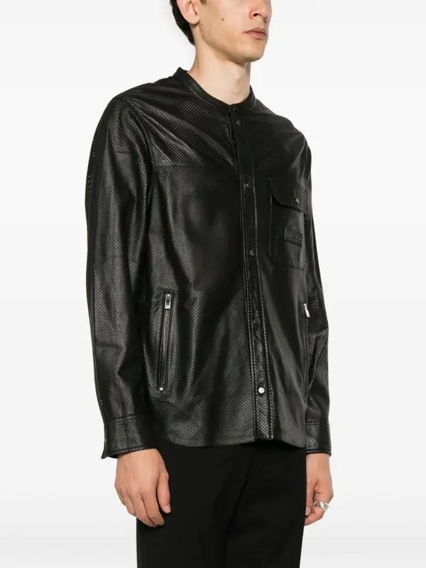 Emporio Armani Perforated Leather Jacket In Black - 48% Off