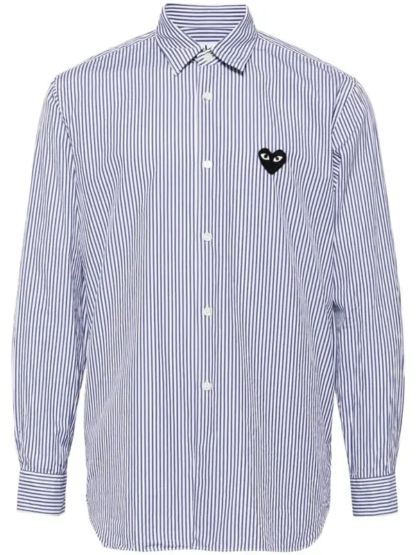 Play Comme Des Garcon Logo-patch Cotton Shirt - Blue