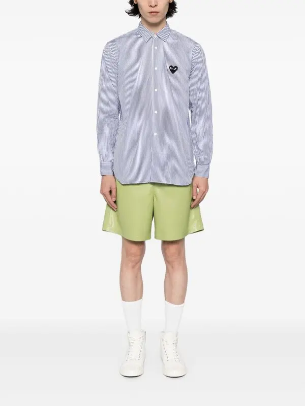 Play Comme Des Garcon Logo-patch Cotton Shirt - Blue