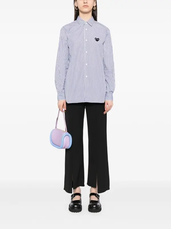 Play Comme Des Garcon Logo-patch Cotton Shirt - Blue