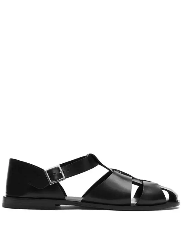 SCAROSSO Apollo Leather Sandals - Black